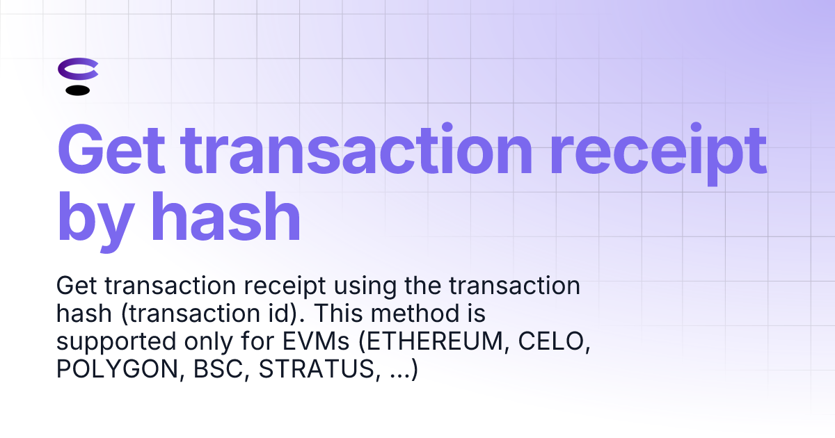 Get transaction receipt by hash | Cryptum